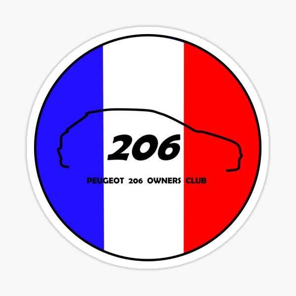 "Peugeot 206 Owners Club" Sticker for Sale by Jayzcee | Redbubble