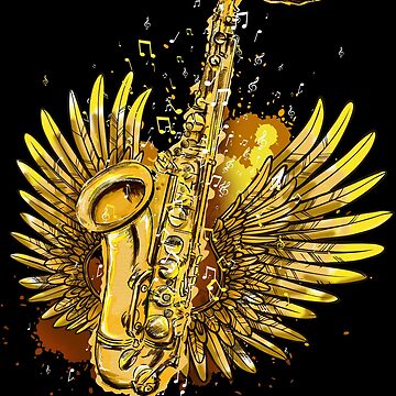 "Saxophone Sax Player Jazz Music Saxophone With Wings" Art Board Print ...