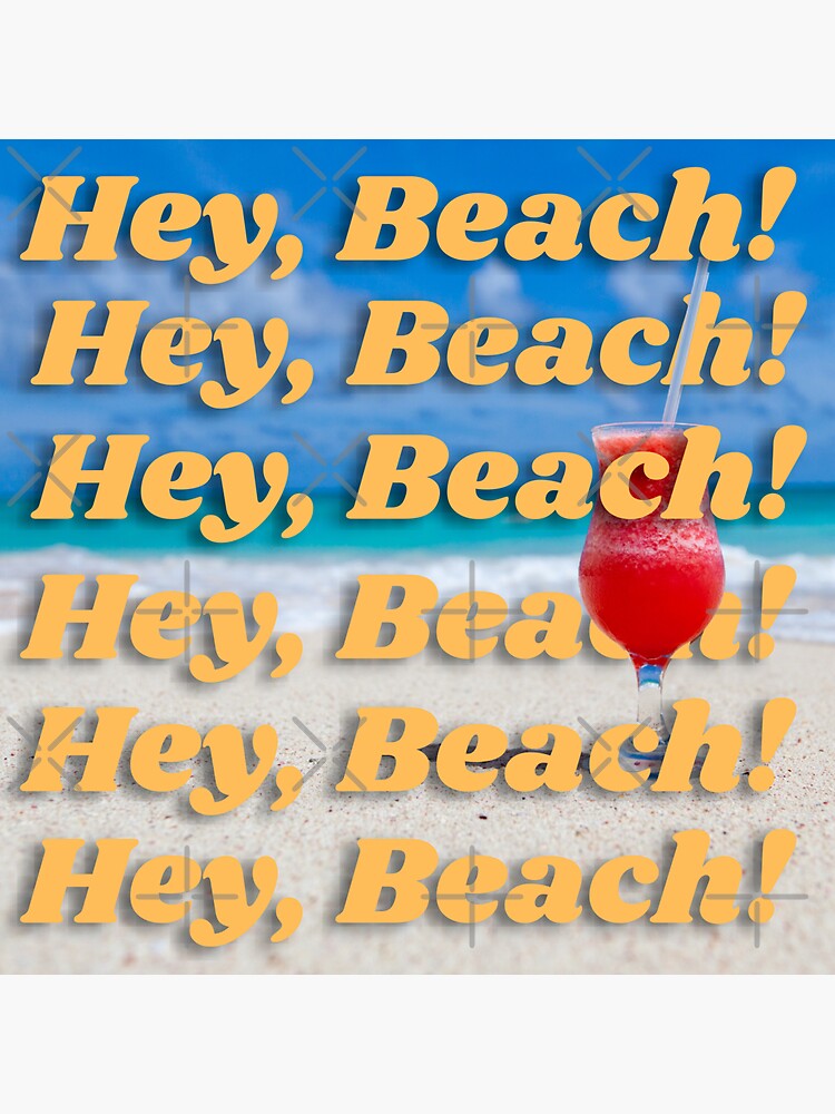 "Hey Beach" Sticker for Sale by quirky-artistry | Redbubble
