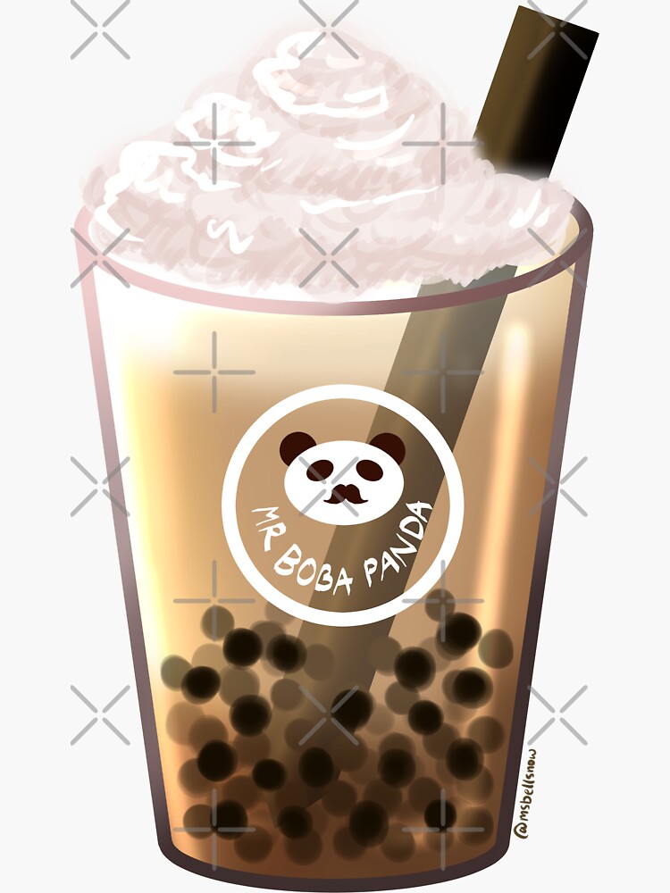 "Kawaii Milk Tea Boba Mr Moustache Panda (Bubbletea)" Sticker for Sale ...