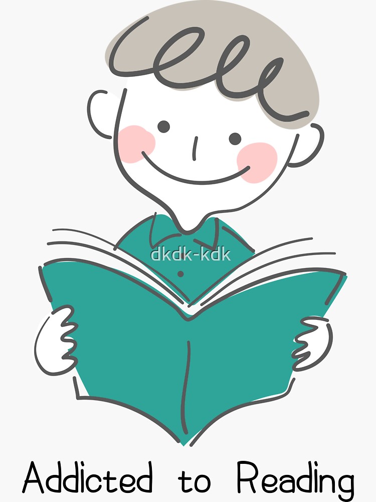 "Addicted to Reading - A Boy Reading a Book" Sticker for Sale by dkdk ...