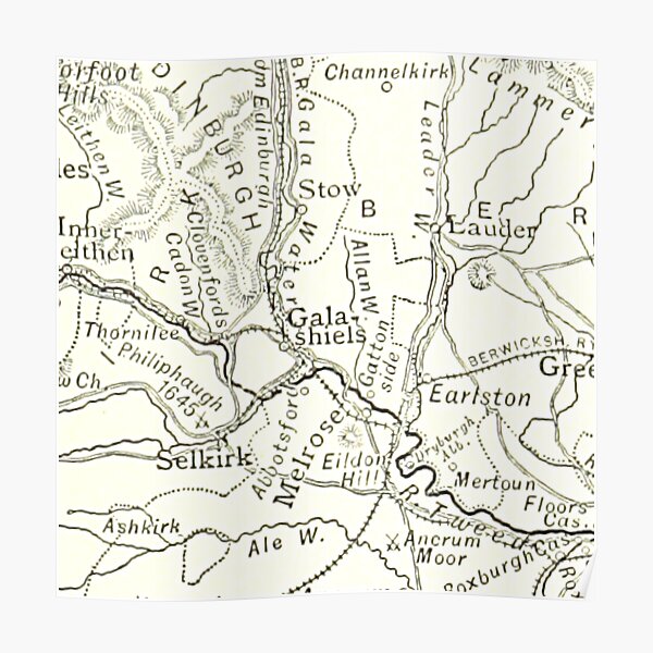 "GALASHIELS & surrounding area map 1891" Poster for Sale by ...