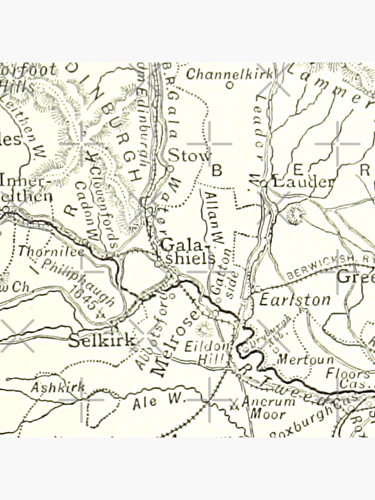"GALASHIELS & surrounding area map 1891" Sticker for Sale by ...