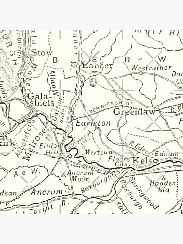 "EARLSTON & surrounding area map 1891" Sticker for Sale by yourscotland ...