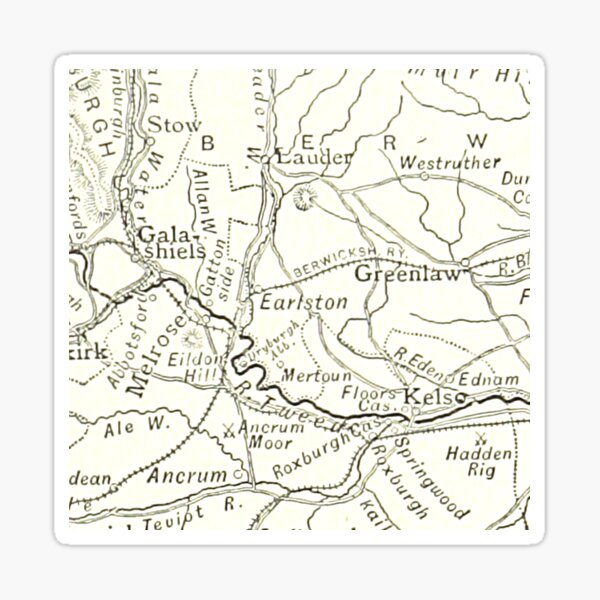 "EARLSTON & surrounding area map 1891" Sticker for Sale by yourscotland ...