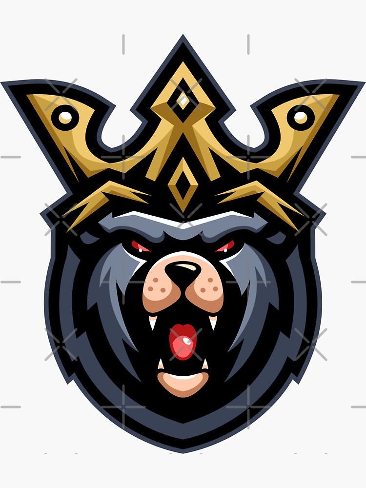 Pegatina «Personaje de ilustración de oso rey» de Wawadzgnstuff | Redbubble
