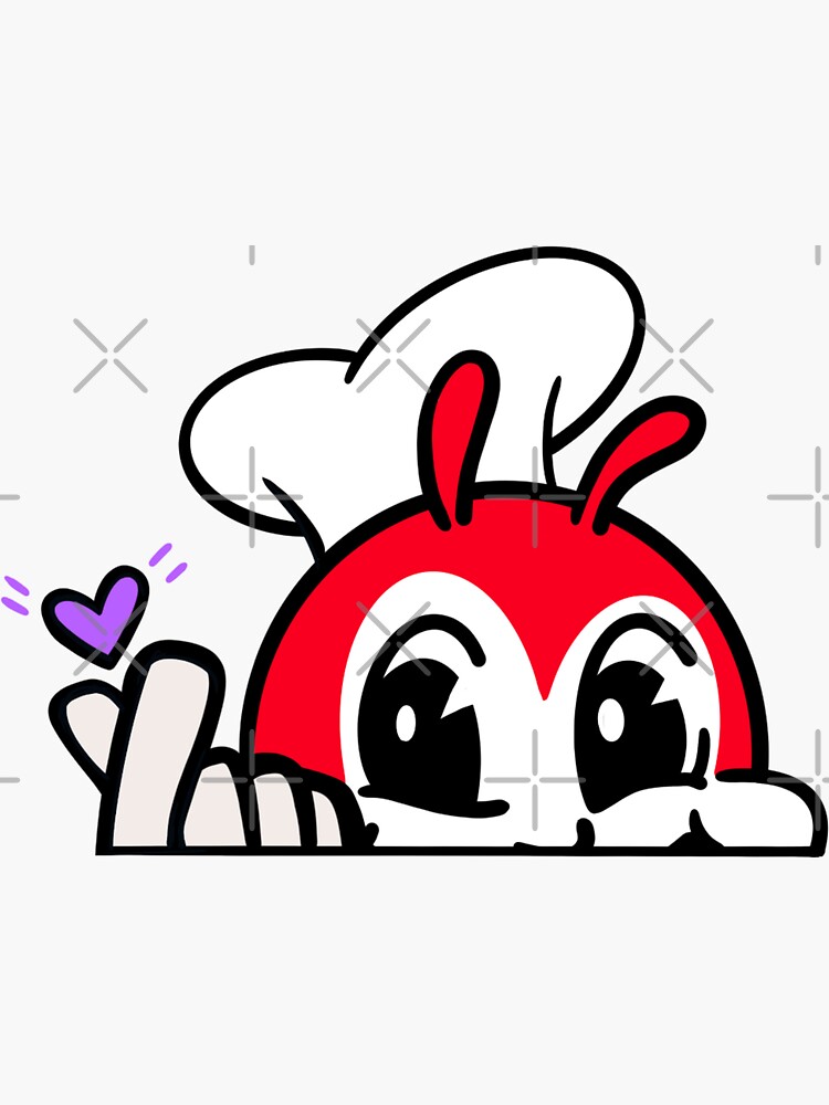 "JOLLIBEE PEEKING FINGER HEART FILIPINO STICKER BLACK" Sticker for Sale ...