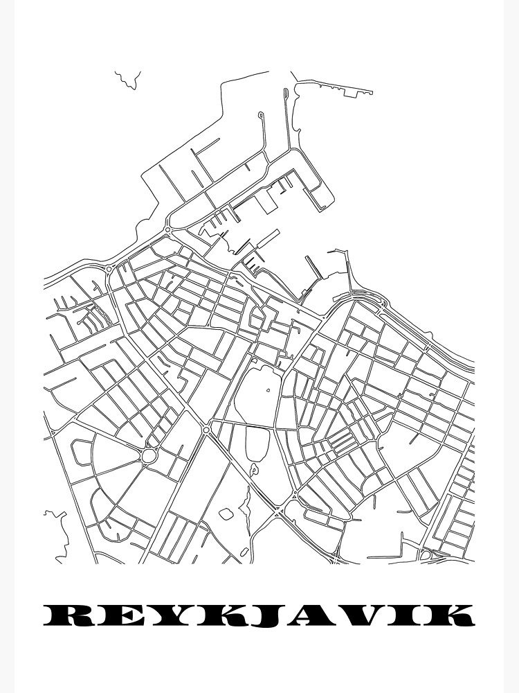 "Map of Reykjavik Iceland Scandinavian Minimalist Line Drawing ...