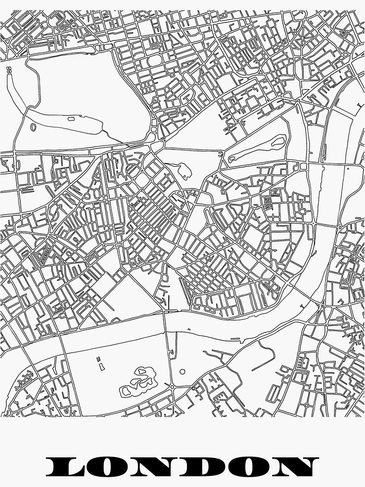 " Map of London England Scandinavian Minimalist Line Drawing " Sticker ...