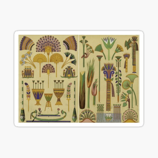 "Ancient Egyptian art lotus motives, fans boat" Sticker for Sale by ...