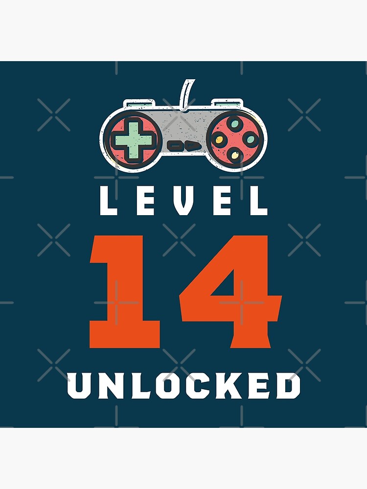 "Level 14 Unlocked Retro, Funny Video Gamer 14th Birthday Gift, 14 ...