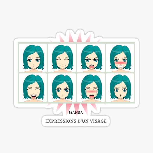 "Manga: facial expressions" Sticker for Sale by Coprin | Redbubble
