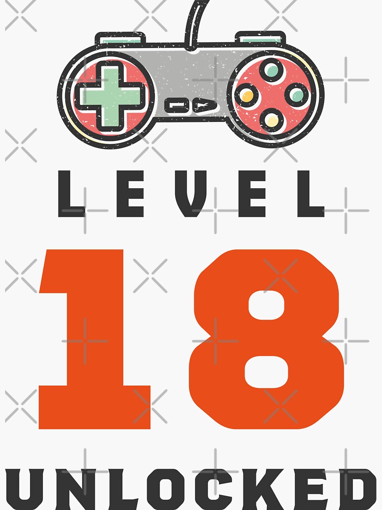 "Level 18 Unlocked Retro, Funny Video Gamer 18th Birthday Gift, 18 ...
