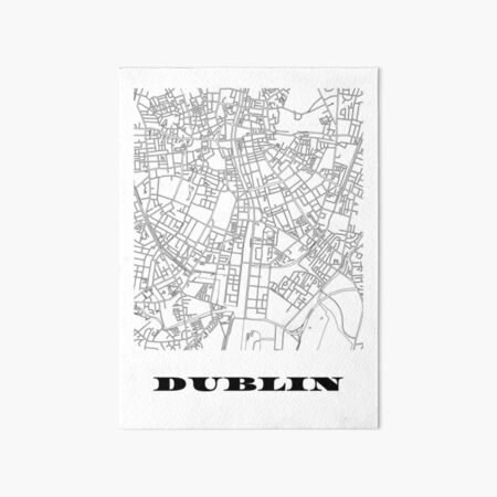 "Map of Dublin Ireland Scandinavian Minimalist Line Drawing " Art Board ...