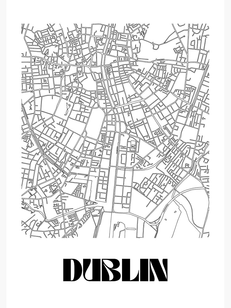 "Map of Dublin Ireland Scandinavian Minimalist Line Drawing ...
