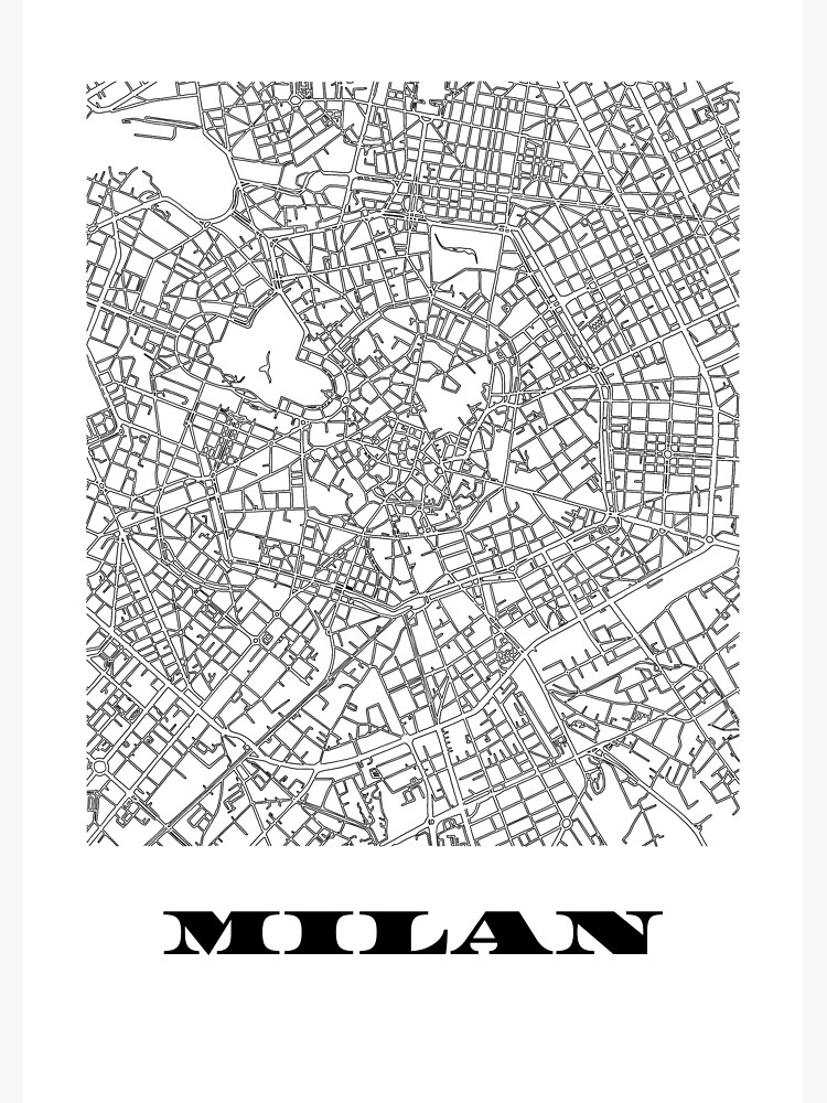 "Map of Milan Italy Scandinavian Minimalist Line Drawing " Photographic ...