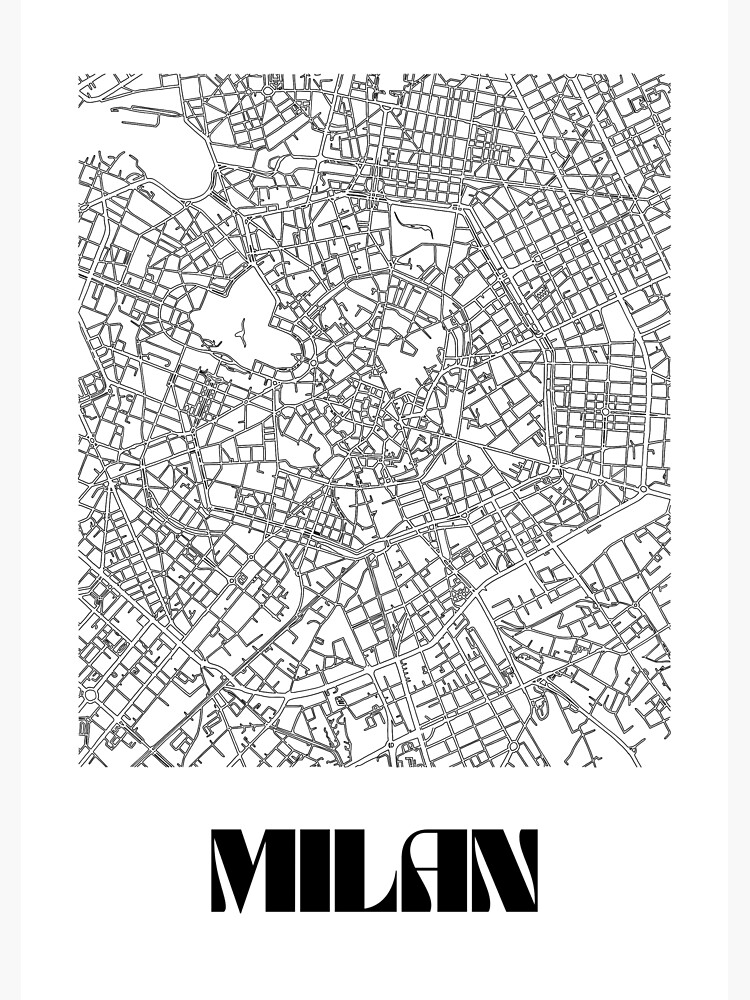 "Retro Map of Milan Italy Scandinavian Minimalist Line Drawing " Art ...