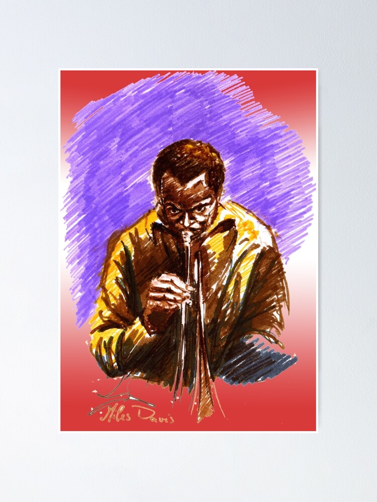 "Jazz Portrait-Miles David" Poster by frb72artist | Redbubble