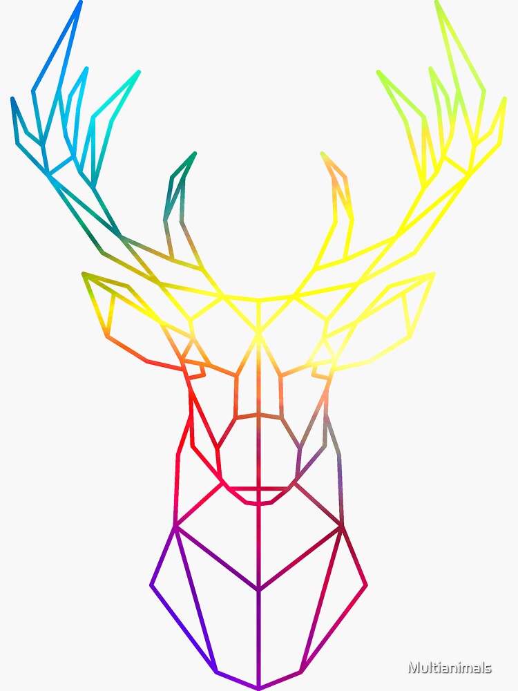 "Multicolored Deer Face" Sticker for Sale by Multianimals | Redbubble