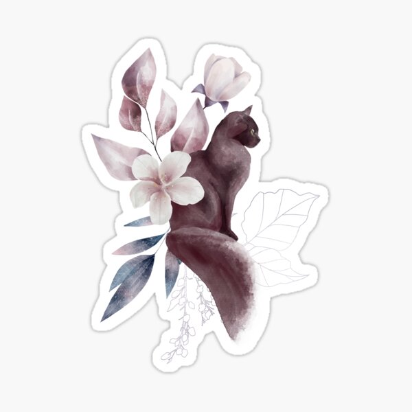 "Velvet Cat and floral design" Sticker for Sale by Nessi-Artdesign ...