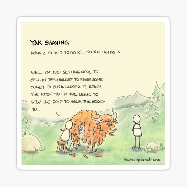 "Yak shaving" Sticker for Sale by sketchplanator | Redbubble