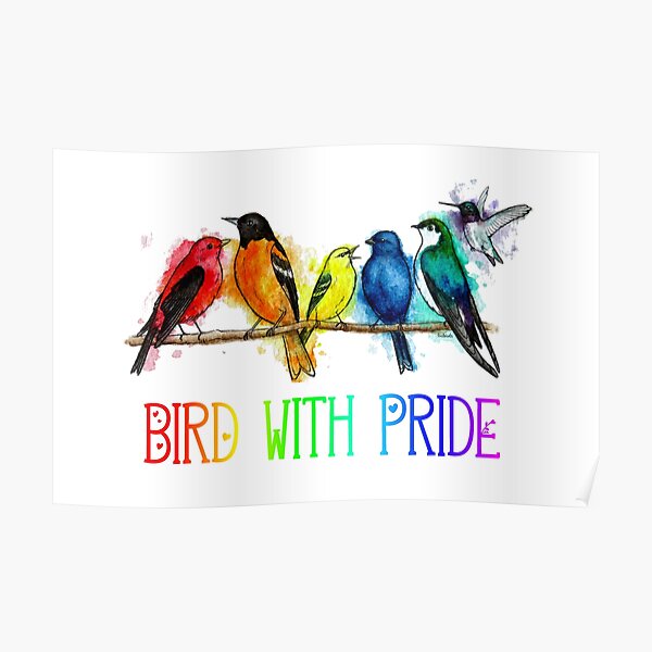 "Bird with Pride; Rainbow Birds II - Ink and Watercolor Wildlife ...