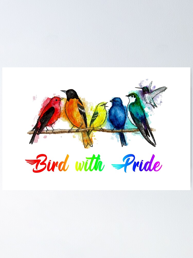 "Bird with Pride; Rainbow Birds IV - Ink and Watercolor Wildlife ...