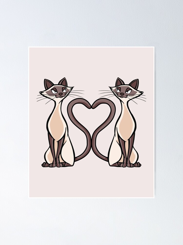 "Cute t-shirt design featuring two Siamese cats making a heart shape ...