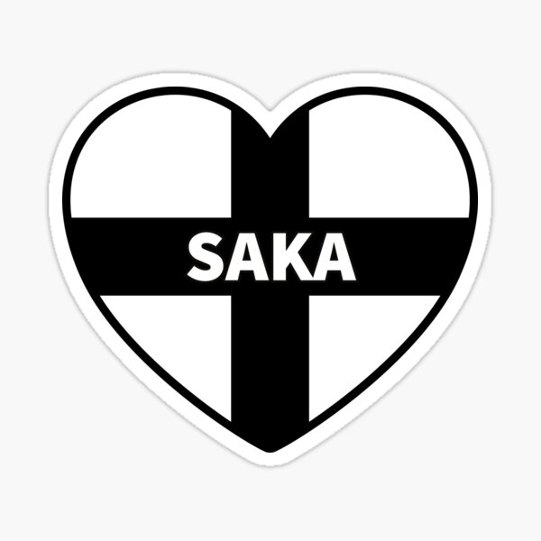 "Saka England Love Heart Design (Large Logo B&W Variant)" Sticker for ...