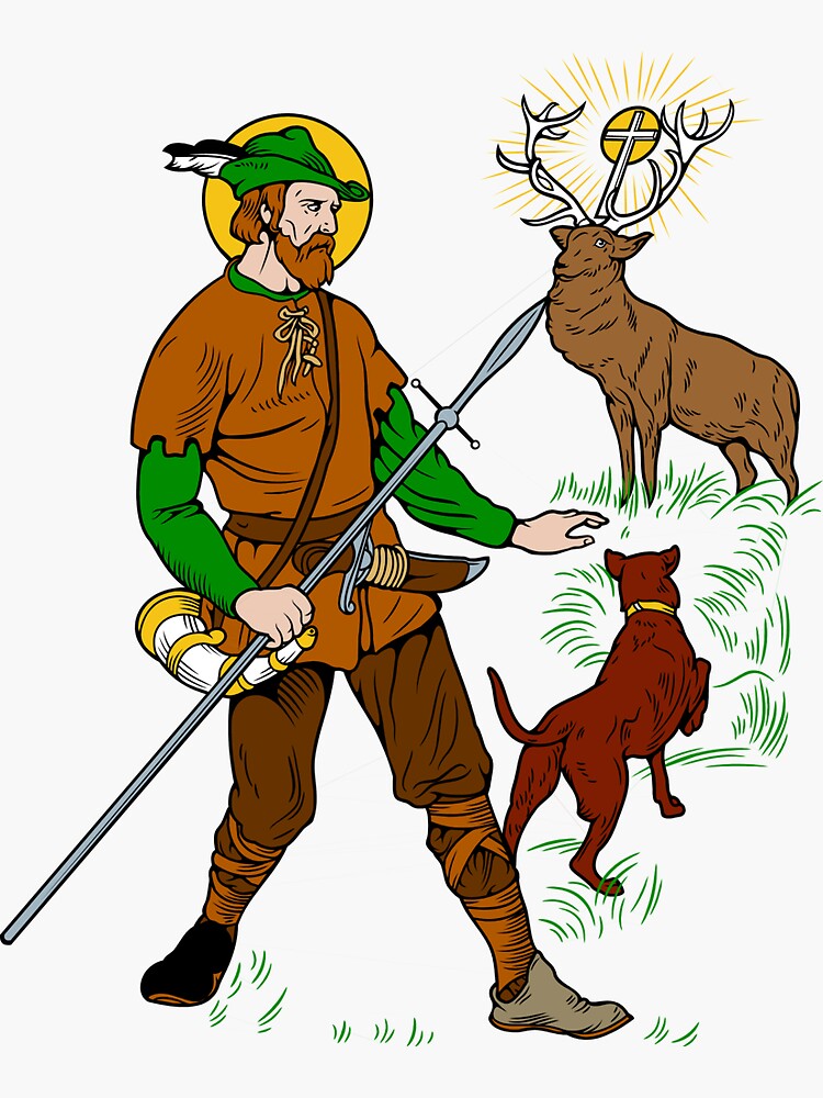 "ST HUBERT OF LIEGE the HUNTER" Sticker by CatholicSaints | Redbubble