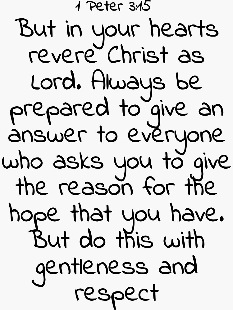 "Bible verse: 1 Peter 3:15" Sticker for Sale by john-3-16 | Redbubble