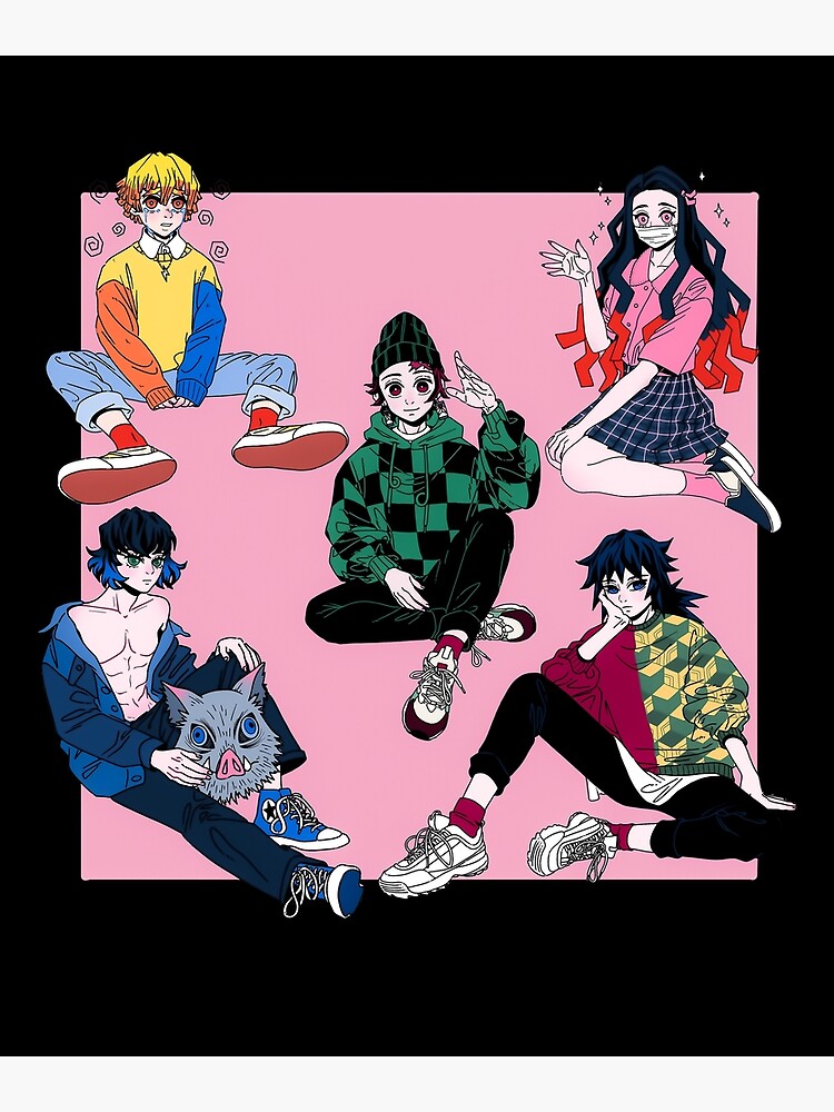 "Funny Team Slayer's Chibi Cute Tanjiro Nezuko Zenitsu Inosuke" Art ...