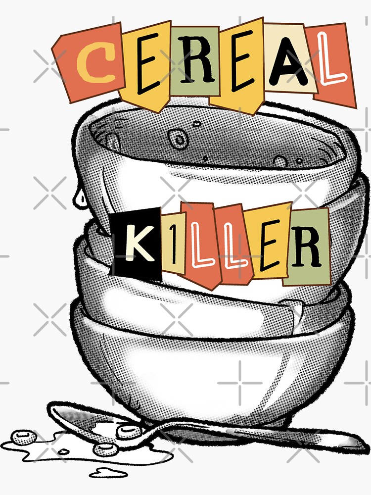 "Cereal Killer" Sticker for Sale by MiabeArt | Redbubble