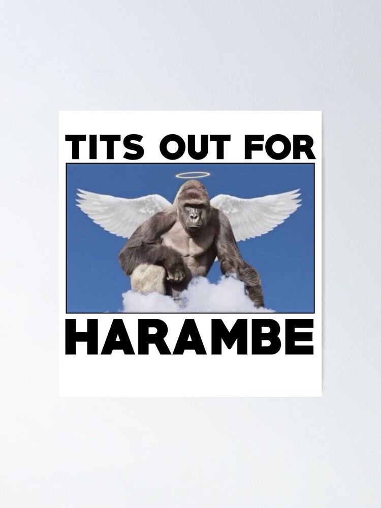 "Tits out for HARAMBE " Poster for Sale by GALAXE | Redbubble
