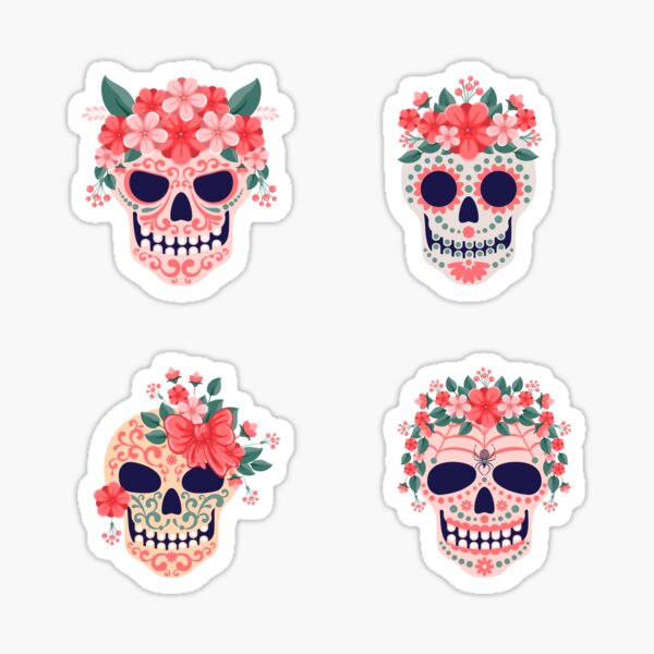 "Flowered Skull Sticker Pack" Sticker for Sale by Marshmello- | Redbubble