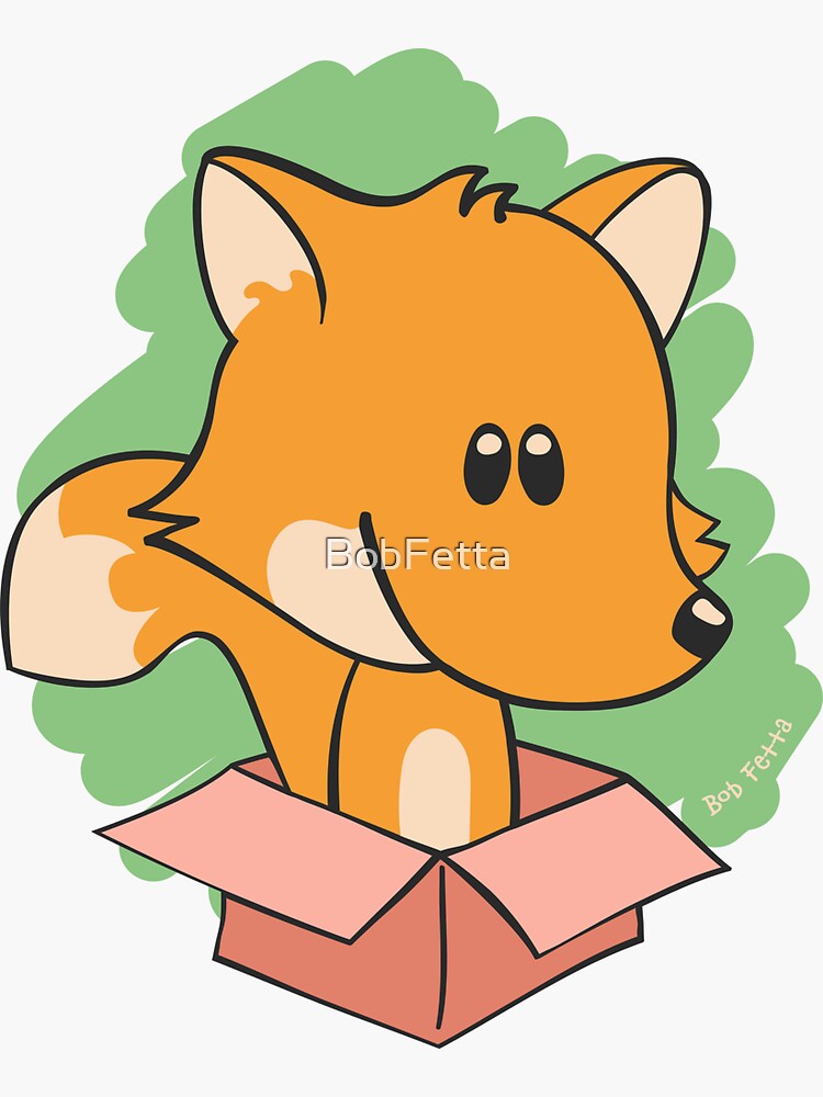"Cute Fox In A Box" Sticker for Sale by BobFetta | Redbubble