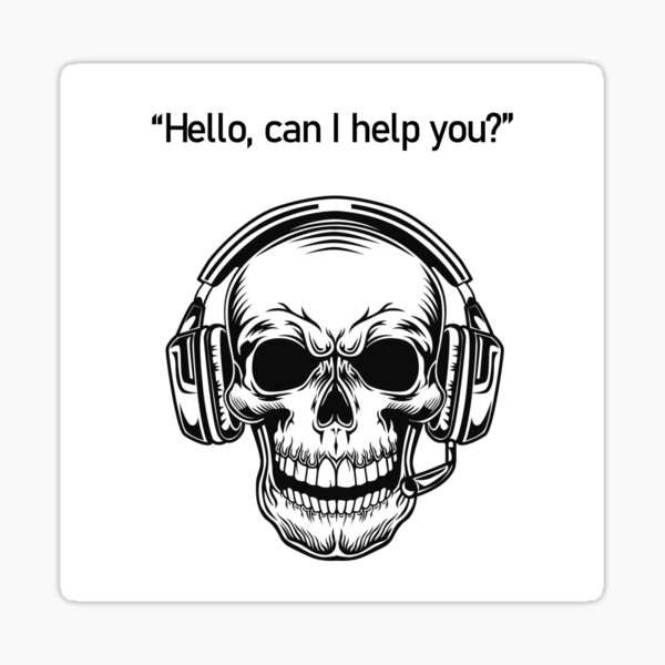 "Hello, can I help you? " Sticker for Sale by PSheekey | Redbubble