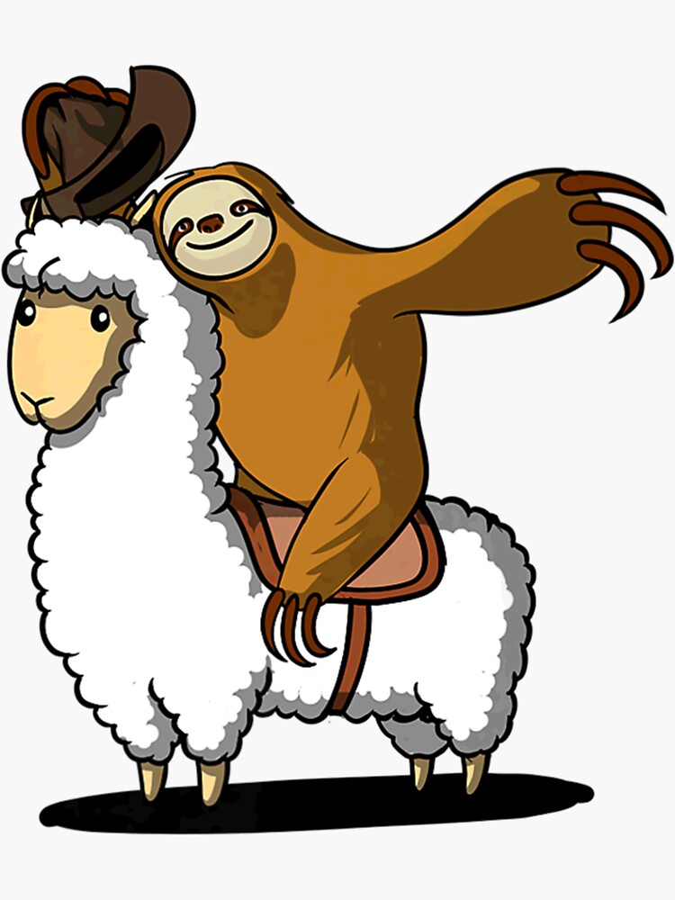 "Sloth Riding Llama Alpaca" Sticker for Sale by ThinkOutLoudApp | Redbubble