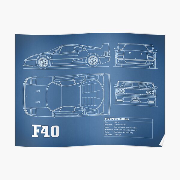 "The F40 Blueprint" Poster for Sale by rogue-design | Redbubble