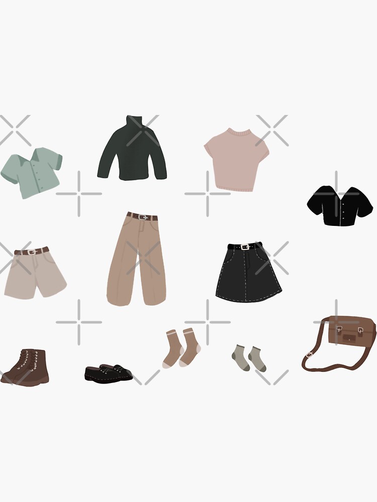 "Aesthetic Clothes Sticker Pack" Sticker for Sale by HaruC | Redbubble