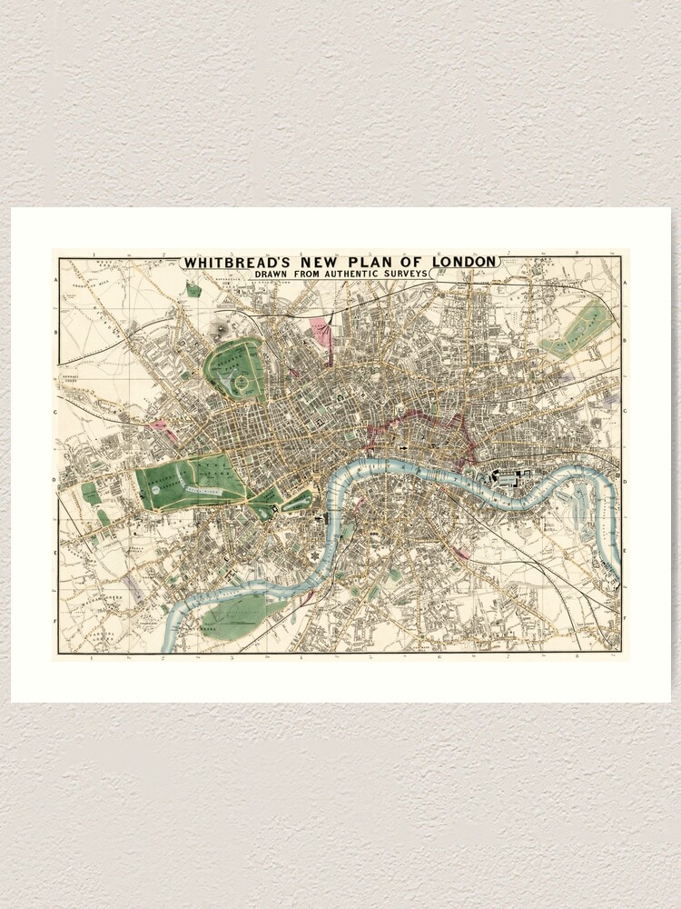 "Vintage Map Of London Whitbread's new plan of London (1853) by J ...
