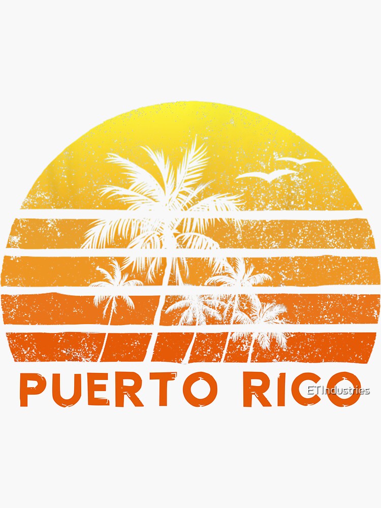 "Puerto Rico Retro Sunset Palm Tree Vintage Style" Sticker for Sale by ...