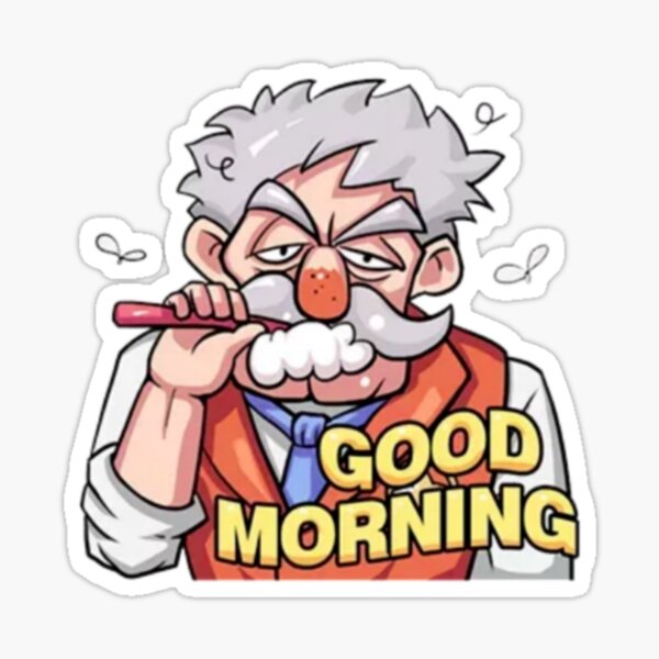 "Good Morning Grumpy Man Brushing Teeth Design" Sticker for Sale by ...