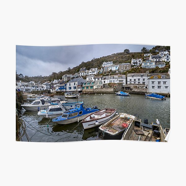 "Boats in the charming harbour village of Polperro, Cornwall" Poster by ...