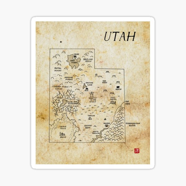 "Utah as a fantasy map" Sticker by aldayuan | Redbubble