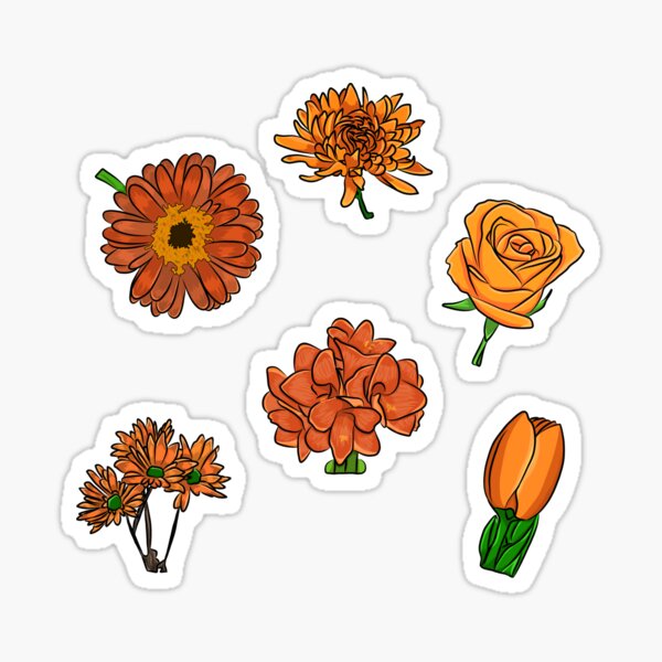 "Orange Flowers " Sticker for Sale by chonahona | Redbubble