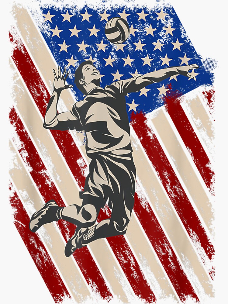 "Volleyball, American Flag, Happy 4Th Of July " Sticker for Sale by ...