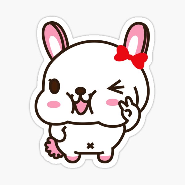 "White Rabbit kawaii sticker peace and love" Sticker for Sale by ...