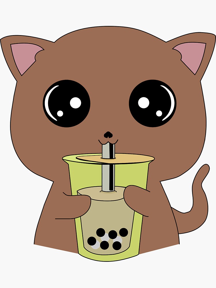 "Kawaii Bubble Tea Kitty " Sticker for Sale by SocialDesi9Lab | Redbubble