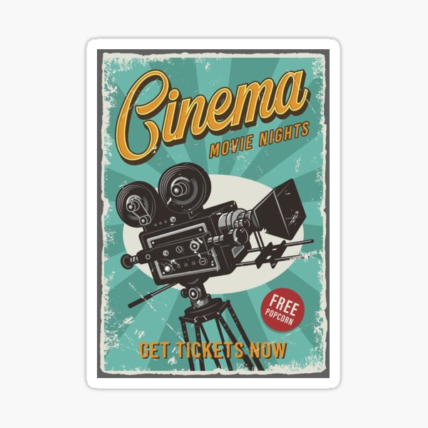 "Retro Cinema Movie Poster" Sticker for Sale by frangpow | Redbubble